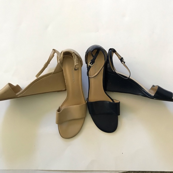 Chadwicks | Shoes | Chadwick 2 Pair Bundle Wedge Sandal Sz8 Navy Beige ...